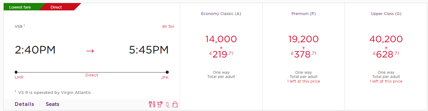 Virgin Atlantic Offers 30% off Award Ticket in all Cabins