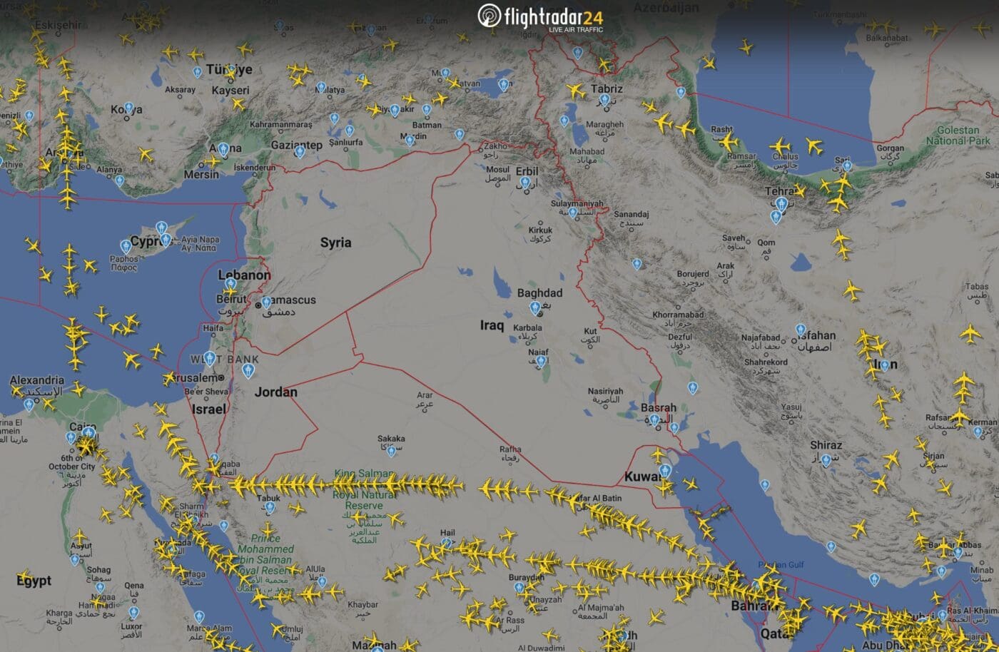 Airspace Closure in the Middle East + Flight Diversions